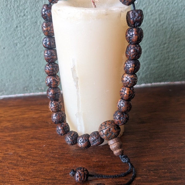 Black Short KALI MALA Sacred Skull Prayer Beads, Hand Carved Natural ...