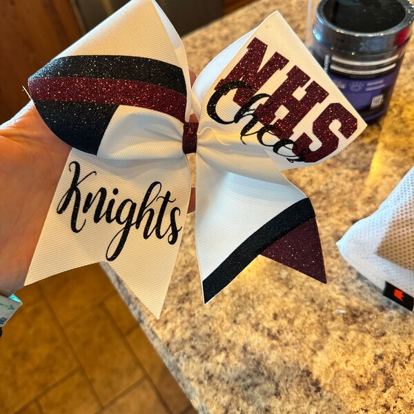 Cheer Bow With Colored Corners, Custom Team Bows, Red Black and White ...