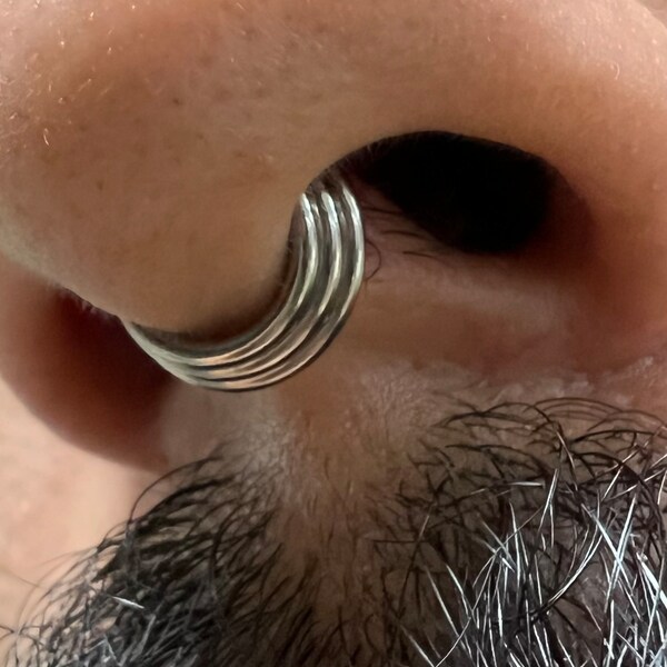16G Titanium Hinged Stacked Ring for Septum and Daith Piercings - Etsy