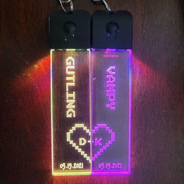 Personalized Gamer Couple LED Keychain Set | Custom Valentines or ...