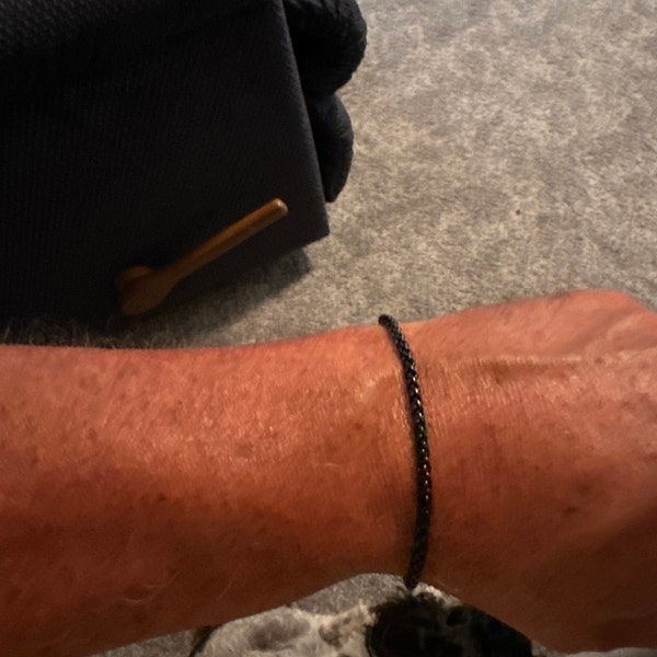 Minimalist Dainty Black Stainless Steel Chain Bracelet for Men, Men's ...