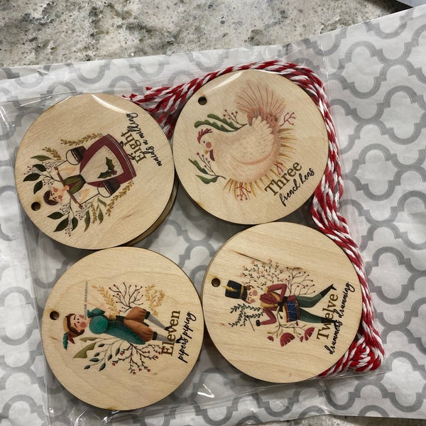 12 Days of Christmas Ornaments, Countdown Christmas Tag, Holiday ...