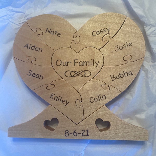 Personalized Family Heart Puzzle, Custom Wood Unity Gift - Etsy
