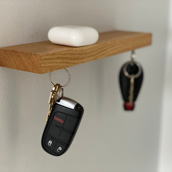 Magnetic Key Holder // Wood Floating Shelf // Key Rack With Neodymium ...