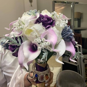 Silver Bridal Bouquet Charm, Wedding Bouquet Charm, Memorial Photo ...