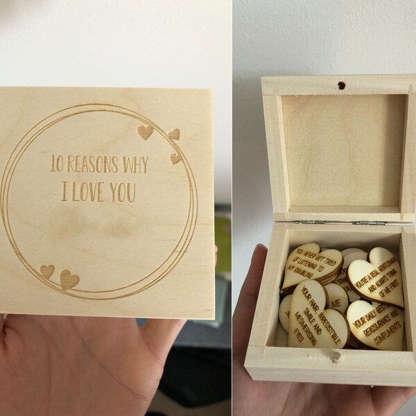 10 Reasons Why I Love You Wooden Box and Hearts - Personalised Mother's ...