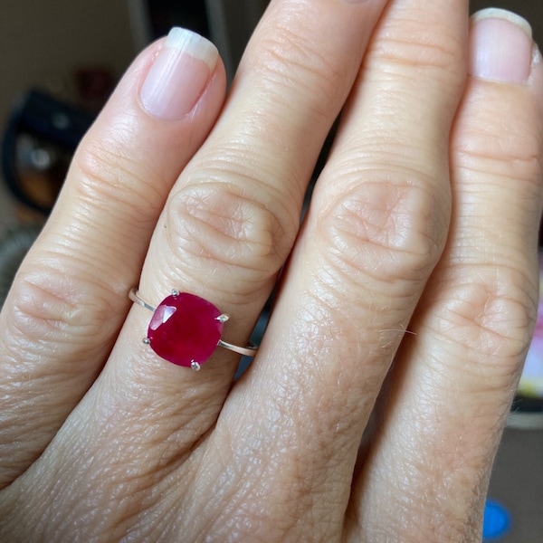Radiant Ruby Ring in Gold, Raw Ruby Ring in Gold, Natural Ruby Ring ...