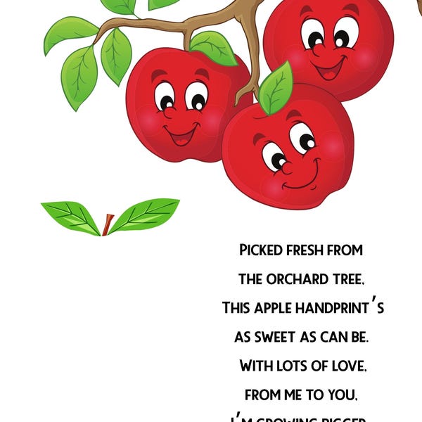 Apple Handprint Poem Art, Fall Handprint Craft Printable, Baby Toddler ...