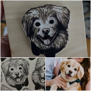 Custom Hand Carved Rubber Stamp Portrait, Handmade Personalized Face ...