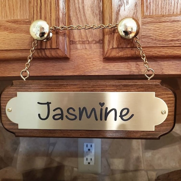 Fancy Horse Stall Name Plate Solid Brass and Wood Personalized, Stall ...