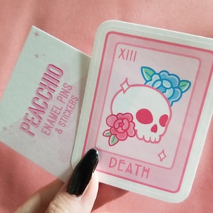 Kawaii Death Tarot Card Sticker Witchy Vinyl Glossy Sticker - Etsy