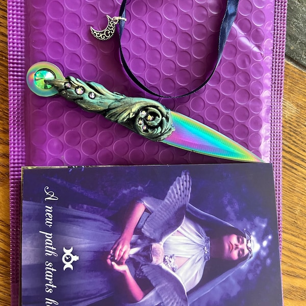 Mini Wiccan Athame Woodland Crystal Blade Wicca Ritual Knife Ritual ...