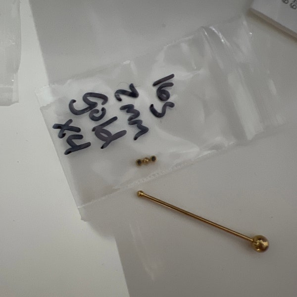 Gold Body Jewelry Replacement Balls, Externally Threaded, Parts, Septum ...