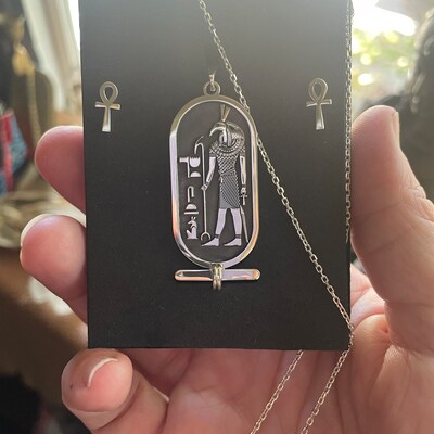 Egyptian Thoth Cartouche Necklace,egyptian Hieroglyphs Customizable ...