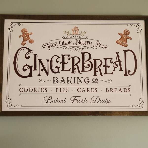 Gingerbread Baking Company Sign, Gingerbread Bakery Sign, North Pole ...