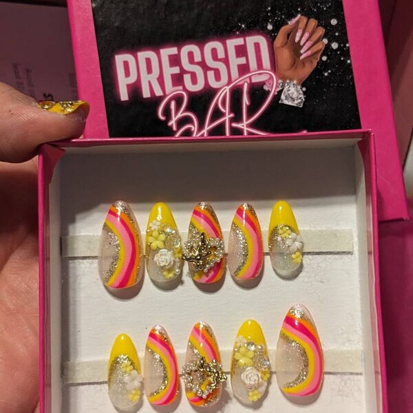 4XL Square Extendo Hot Pink Barbie Inspired Nails| Press on Nails|bling ...