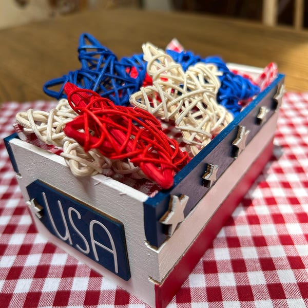 Mini July 4th Popsicle Bucket, July 4th Tiered Tray Decor, Patriotic ...