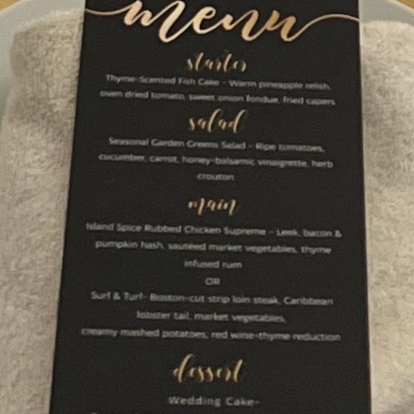 Black and Gold Menu Template, Wedding Menu Template, Menu Cards Black ...