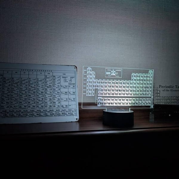 LED, Periodic Table, Acrylic, Sign, Light, Edge Lit, Nightlight, Gift ...