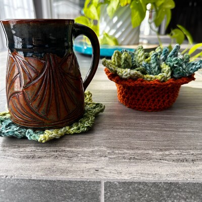 Crochet Succulent Coaster Pattern - Etsy