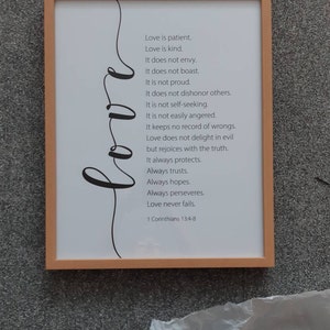 Love is Patient, 1 Corinthians 13:4-8, Christian Wall Art, Scripture ...