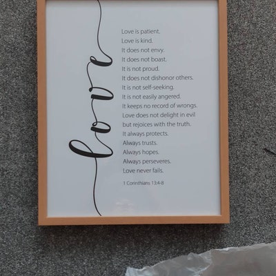 Love is Patient, 1 Corinthians 13:4-8, Christian Wall Art, Scripture ...