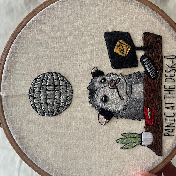 Panic at the Desk-o-possum - Disco Possum Hand Embroidery PDF Template ...