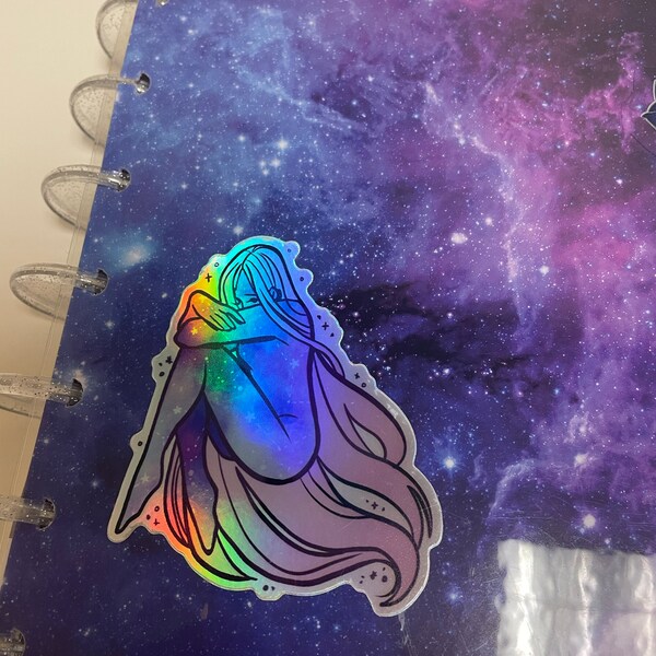 Galaxy Girl Holographic Cute Aesthetic Celestial Vinyl Weatherproof ...