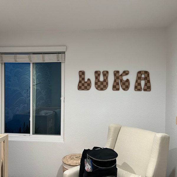 Boys Room Decor Large Checkered Letter, Boys Skater Nursery Wall Art ...