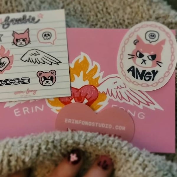 Holographic Angry Emo Cat Sticker | Waterproof Vinyl Decal - Etsy