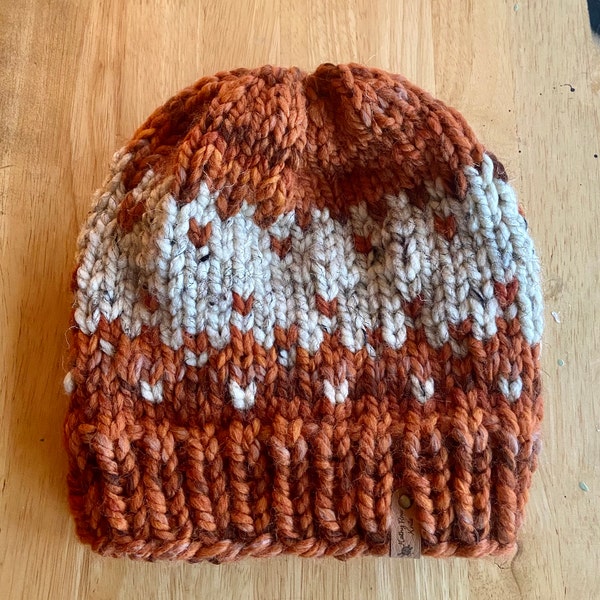 KNITTING PATTERN Easy Beginner Colorwork Beanie Super Bulky Fairisle ...