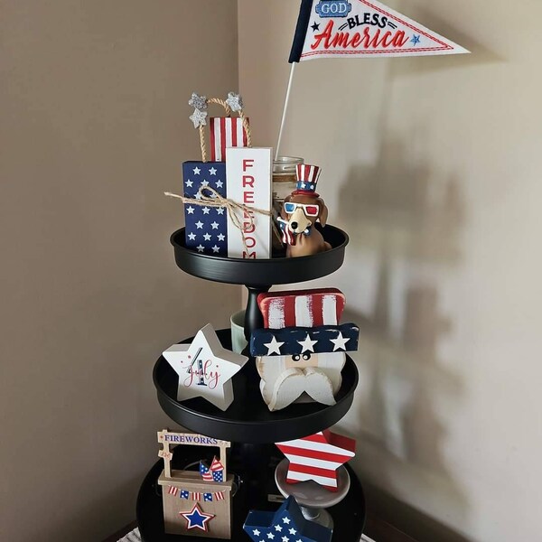 Patriotic Uncle Sam, Patriotic Tiered Tray, Rustic Uncle Sam ...