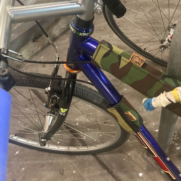 Bike Top Tube Protector Woodland Camo Nylon Cordura Fixed Gear Bike ...