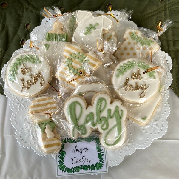 Greenery Baby Shower Cookies - One Dozen - Etsy