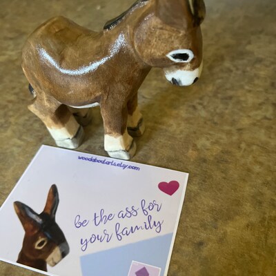 Hand Carved Long Eared Brown Donkey With Some White on His Stomach ...