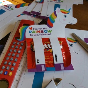Rainbow Unicorn Valentines Printable DIY Instant Download Skittles ...