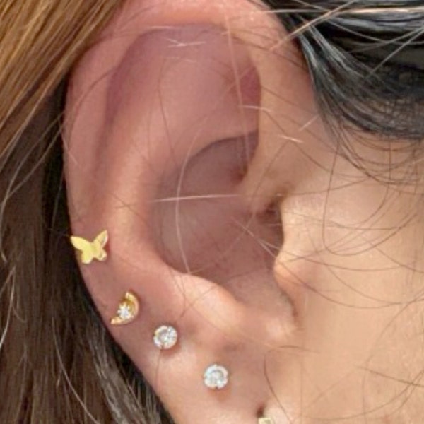 Waterproof-cz Dainty Mini V Shape Studs, Dainty Tiny CZ Studs, 18k Gold ...