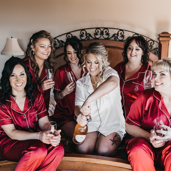 Plus Size Pajamas, Bridesmaid Pjs, Silk Pajamas, Personalized Pajamas ...
