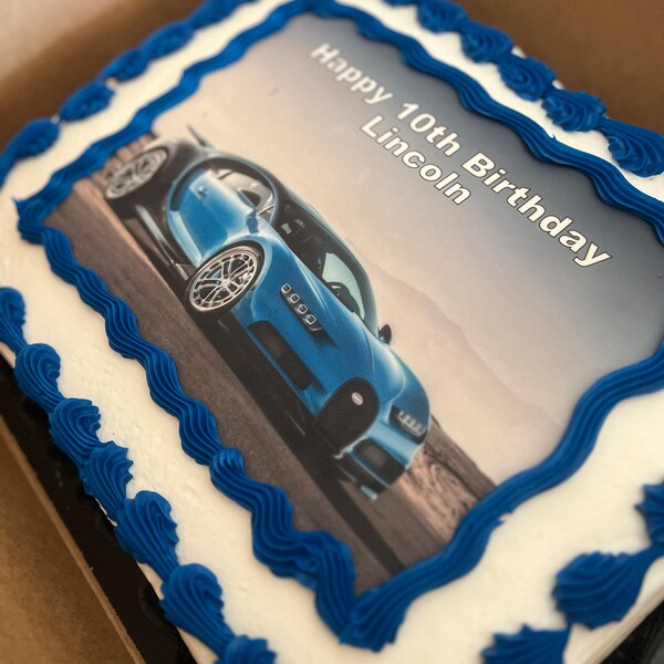 Bugatti Chiron Blue Edible Image Birthday Cake Topper 1/4 Sheet ...