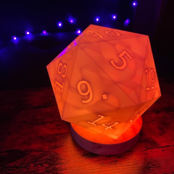 D20 Dice Lamp: 3D Printed Dungeons and Dragons Accent Light - Etsy