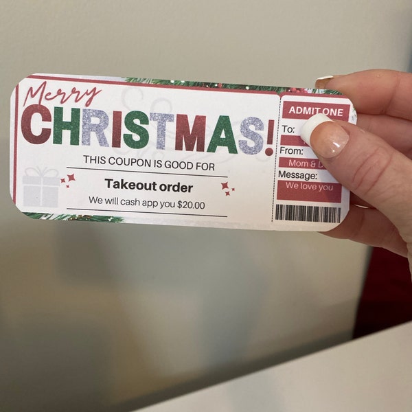 Printable Christmas Coupon Template. Ticket for Experience. Coupon for ...