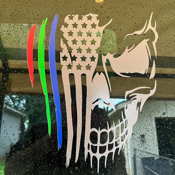 USA Skull Flag, Skull Sticker, Patriotic Decal, Truck Car Decal Skull ...
