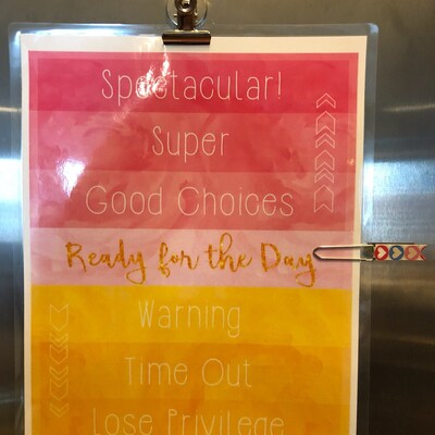 Printable Behavior Chart, DIY Kids Magnet Clip Chart, Home School Color ...