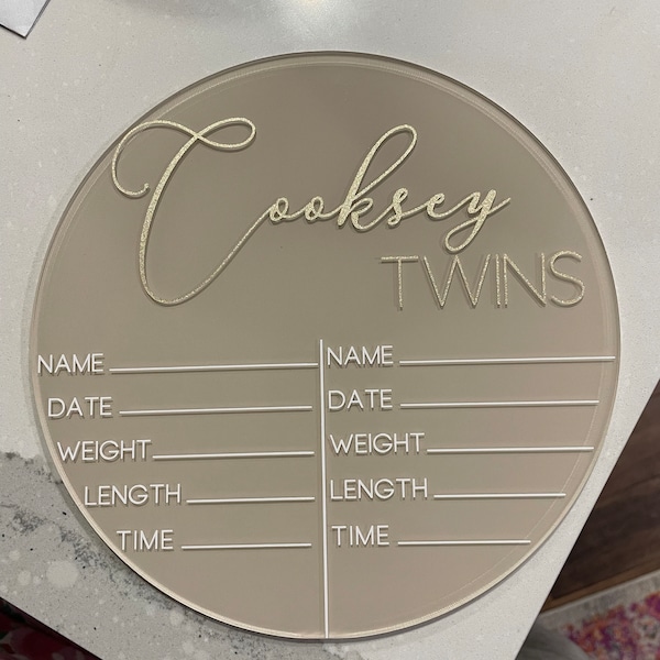 Birth Announcement Sign for Twins, Baby Stat Sign for Twins, Twins ...