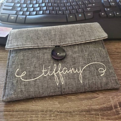 Monogrammed Grey Linen Kindle Case, Personalized Kindle Paperwhite ...