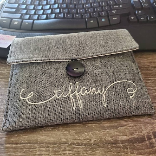 Monogrammed Grey Linen Kindle Case, Personalized Kindle Paperwhite ...