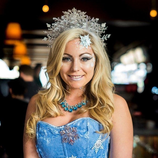 Snowflake Ice Halo White Queen Crown Fairy Princess Headdress Frozen ...