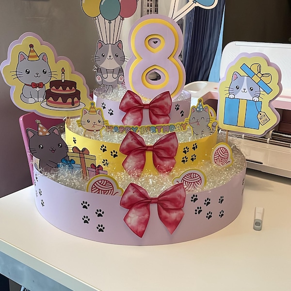 Birthday Cats Clipart Cute Cat Party Clip Art Kawaii Kitten Kitty Icons ...