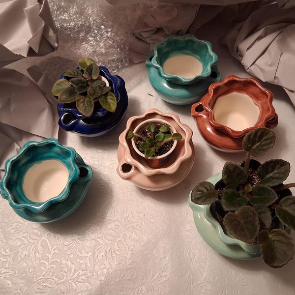 AFRICAN Violet Pot- MICRO Mini Self Watering Planter/pot Sold in Pairs ...
