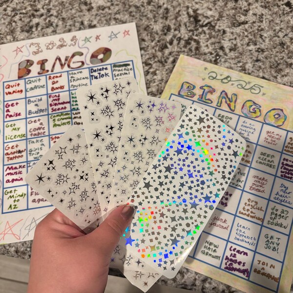 Foil Sparkle Stickers Clear Holographic Stickers and Star Sticker Sheet ...